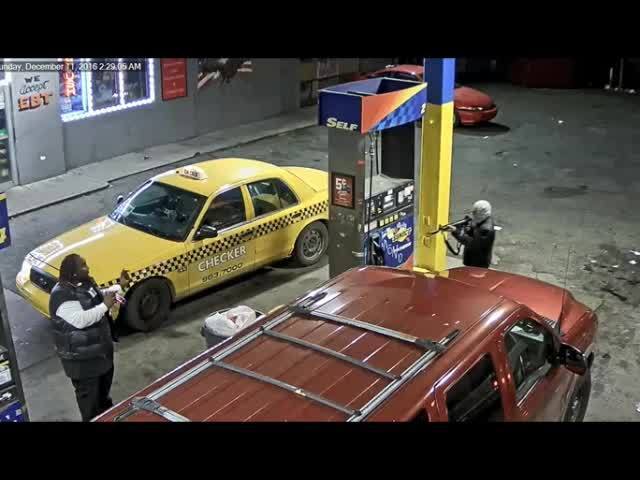 Video Surveillance Shows Armed Robbery At Gas Station Two Suspects On