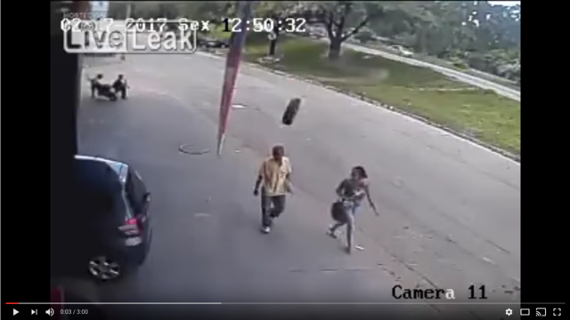 Man survives getting hit in the head by tire in accident caught on ...