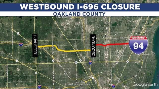 Traffic alert: Westbound I-696 to close in Oakland County this weekend ...