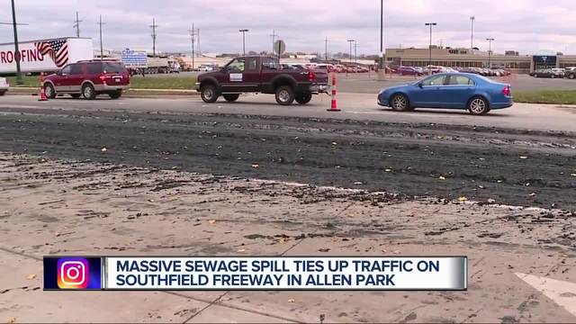 Massive sewage spill backs up traffic on Southfield freeway in Allen ...